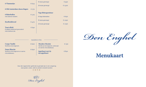 Lunch & Menukaart - Den Enghel